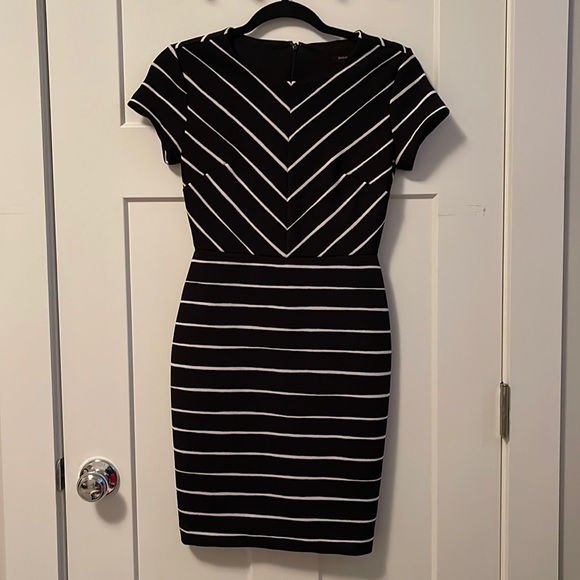 Banana Republic | Dresses | Black White Striped Mini Dress | Poshmark